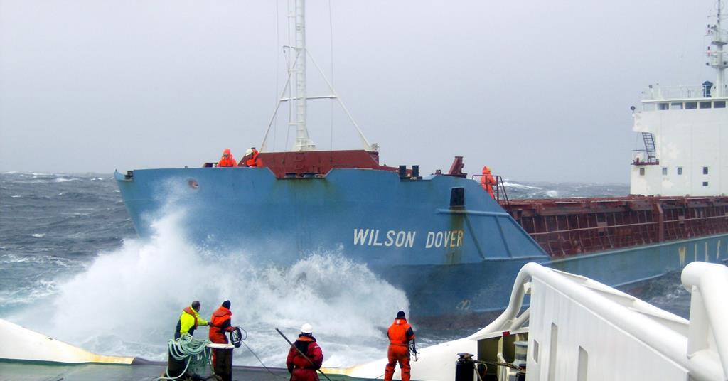 Anglian Sovereign makes a towing connection in heavy weather - by Jack ...